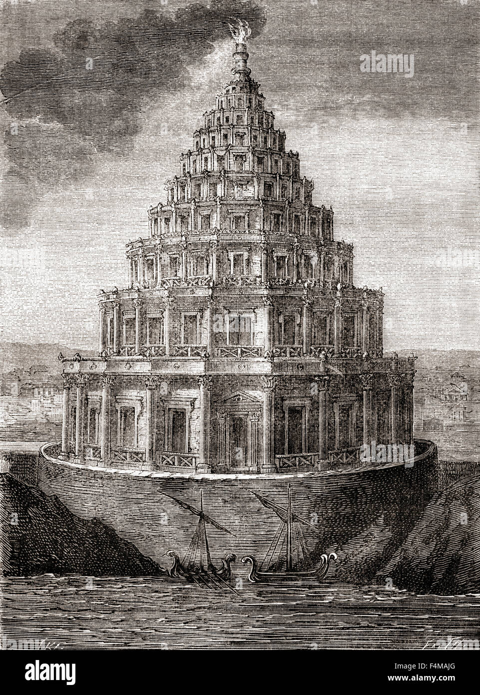 A nineteenth century imaginary depiction of The Lighthouse of ...