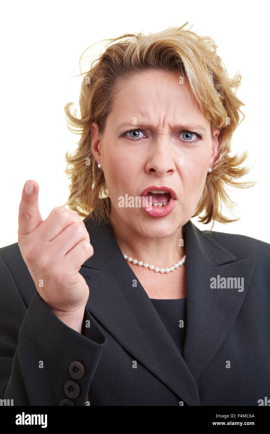 Business woman ranting and shaking her finger Stock Photo - Alamy