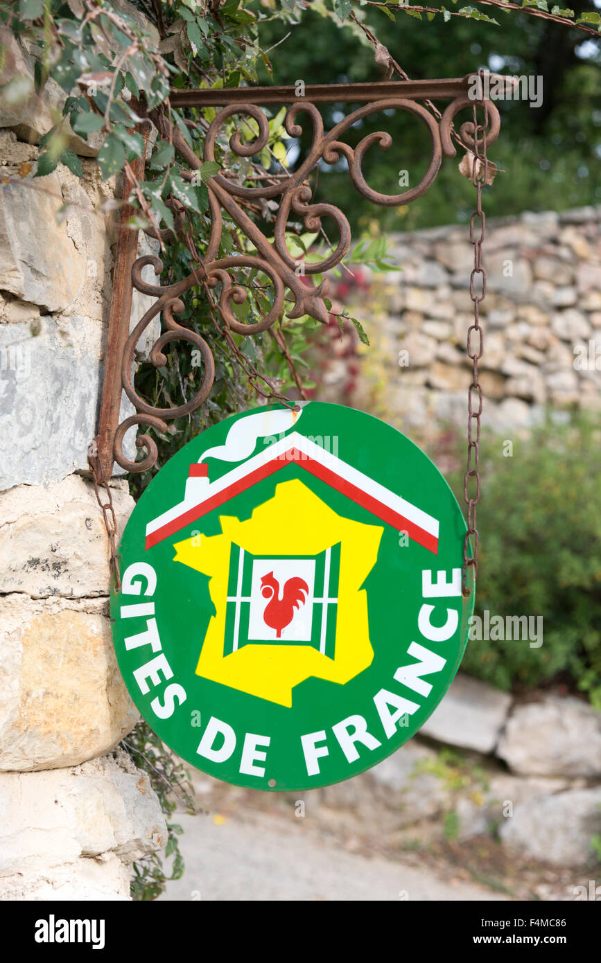 A Gites de France sign outside a Gite accommodation in France Stock ...