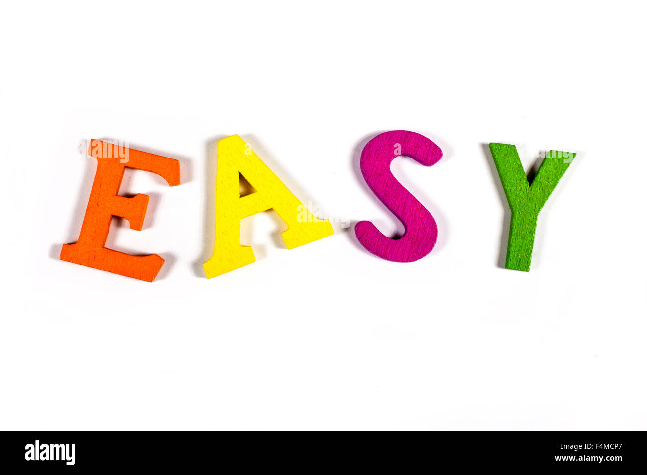 EASY spelt out with bright coloured letters over a white background ...