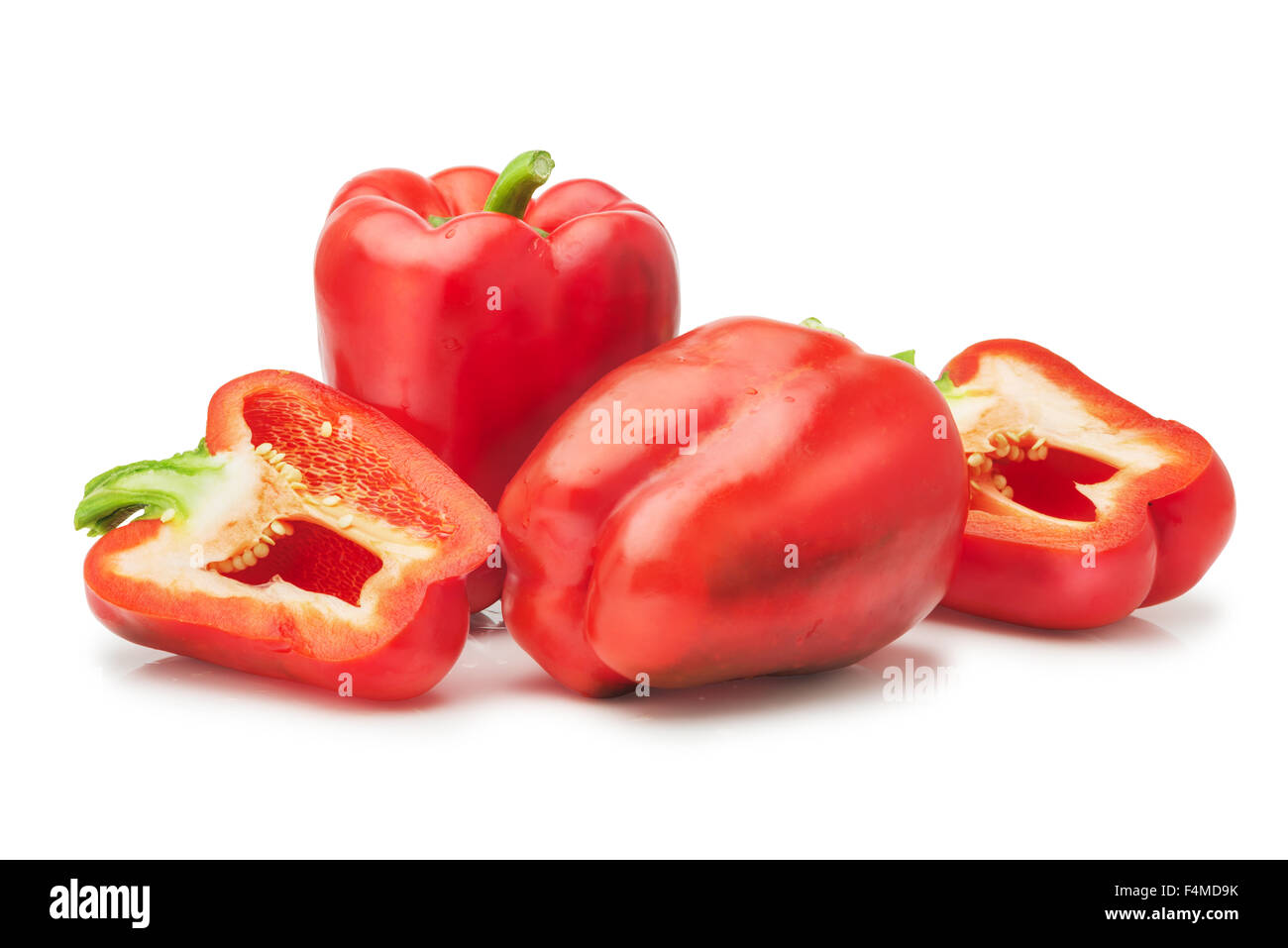 sweet red bell pepper, close up, isolated on a white background Stock ...