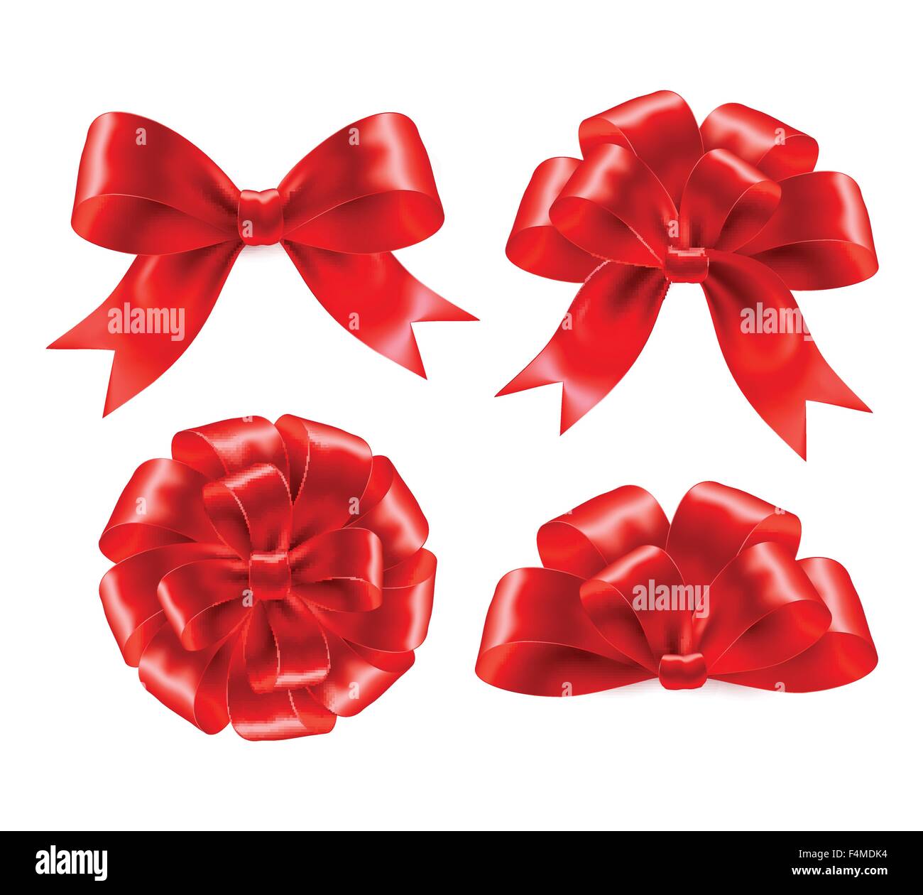 Set of red gift bows with ribbons. Vector illustration Stock Vector ...