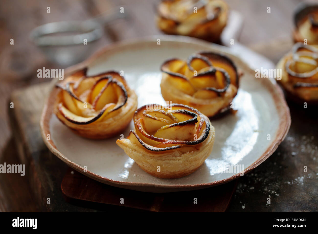 Puff pastry apple roses Stock Photo - Alamy