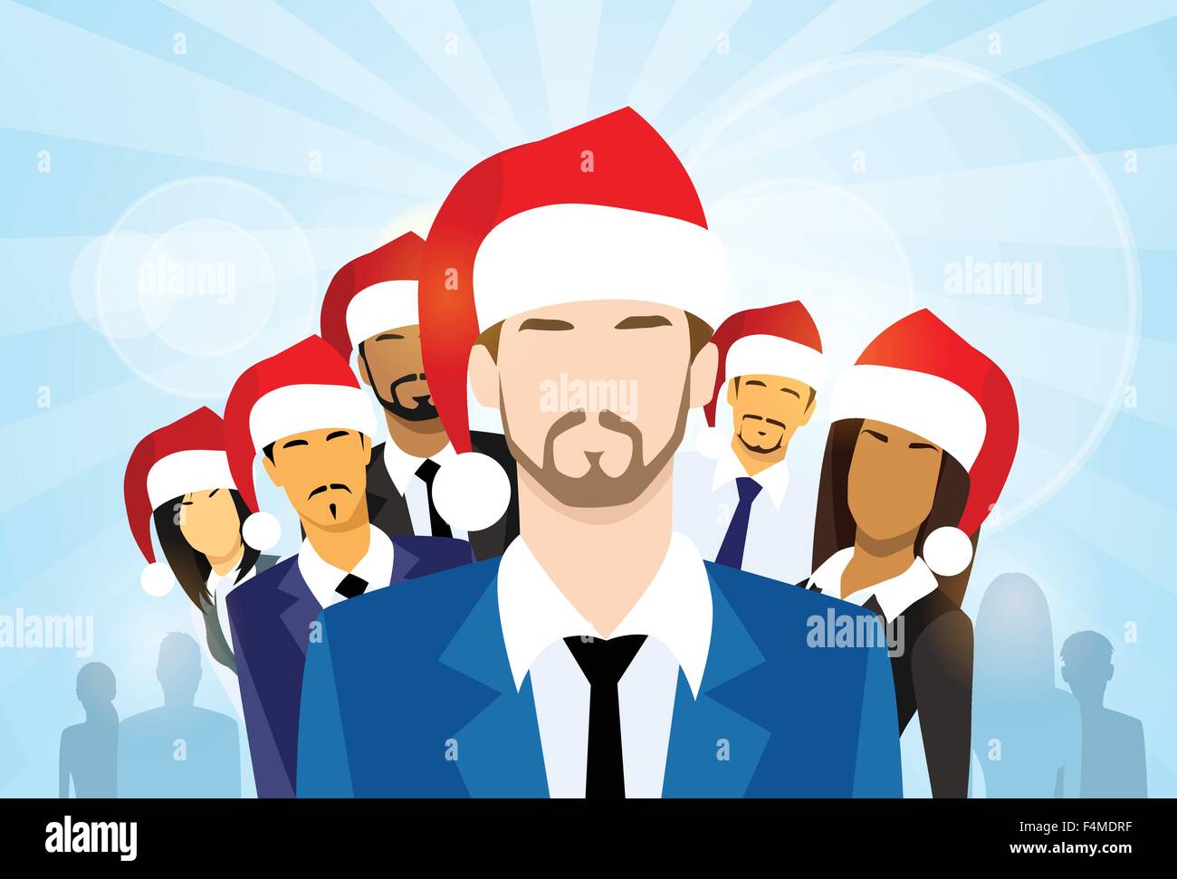 Businessmen with Group of Business People New Year Christmas Hat ...