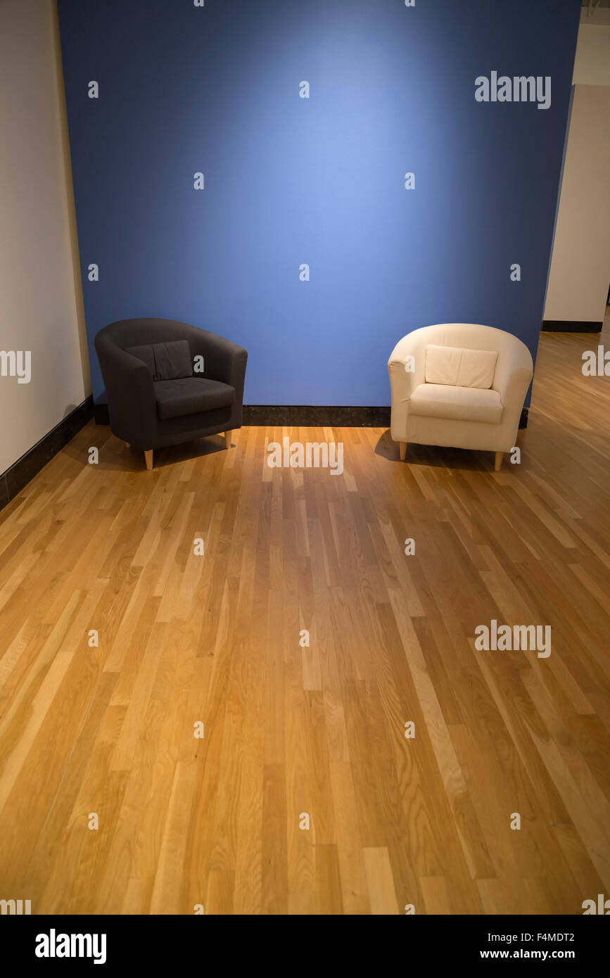 Sitting area inside art museum Stock Photo - Alamy