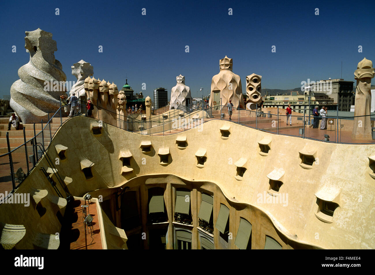 Spain, Barcelona, La Pedrera, Casa Milà, architect Antoni Gaudì ...