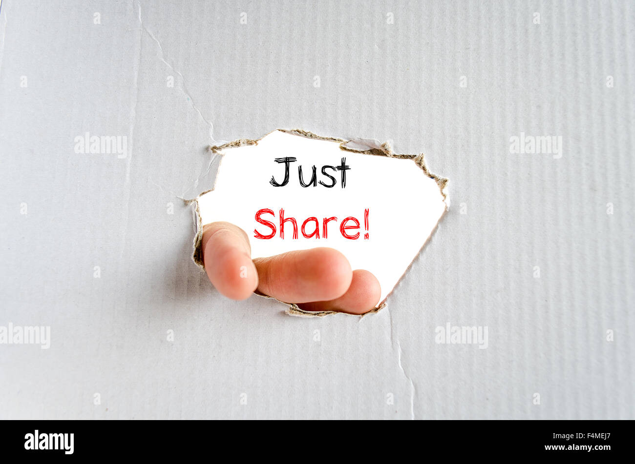 Just share text concept isolated over white background Stock Photo - Alamy