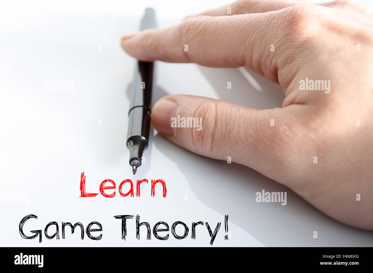Learn game theory text concept isolated over white background Stock ...