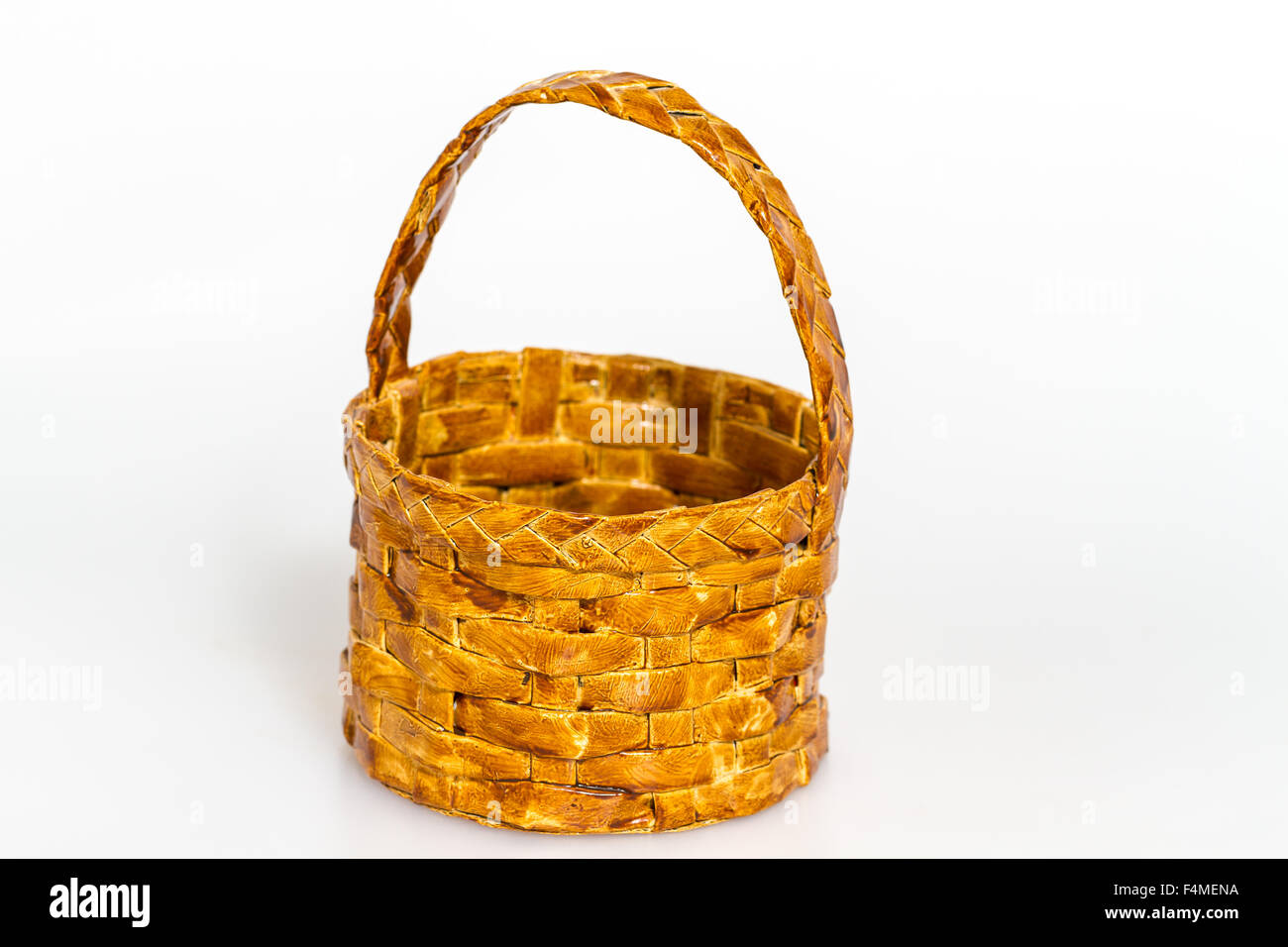 Empty handmade wicker basket isolated on white background Stock Photo ...