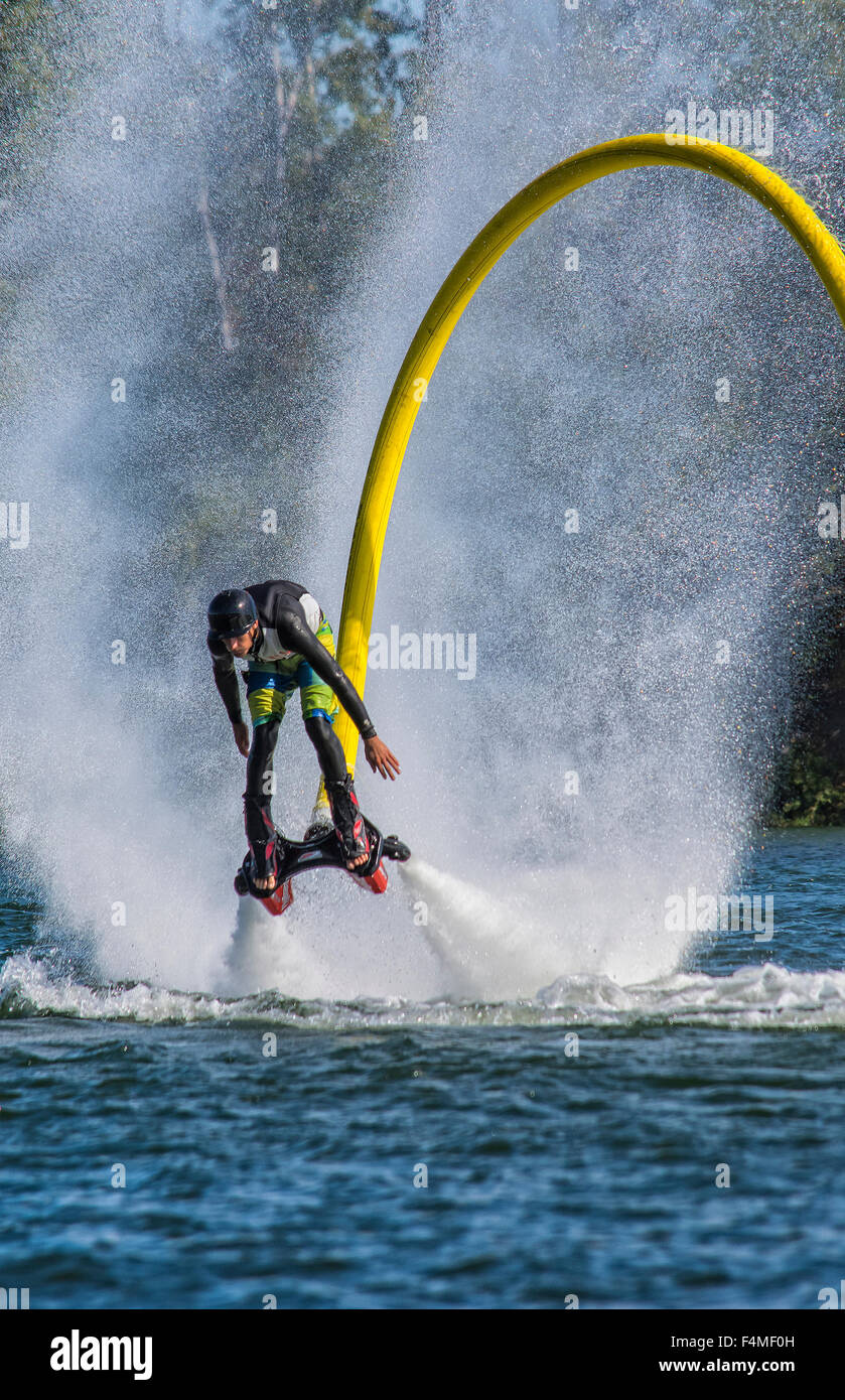 acrobatics on a fly board Stock Photo - Alamy