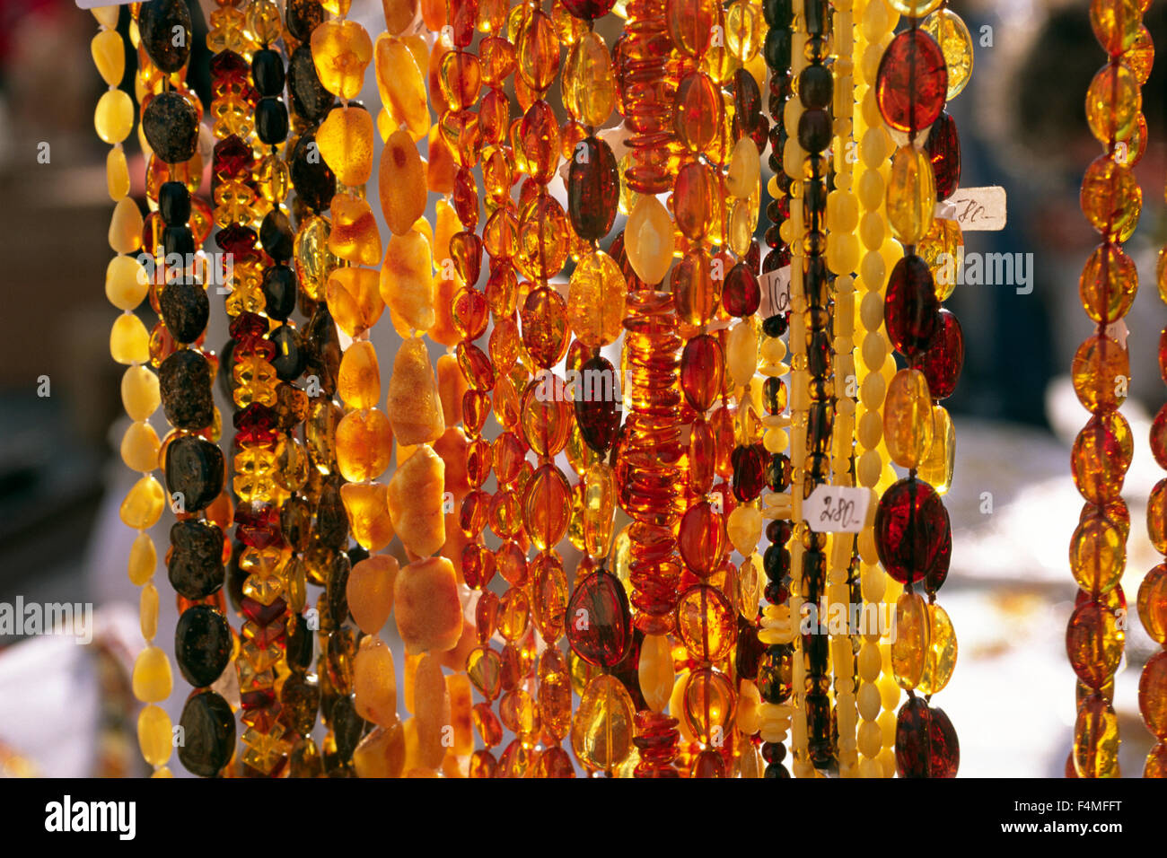 Estonia, Tallinn, Raekoja Plats, handicraft market, baltic amber Stock ...