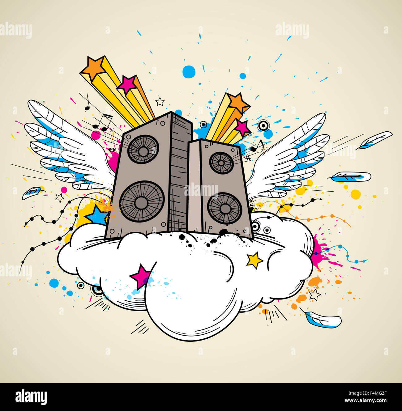 Grunge music background speaker wings hi-res stock photography and ...