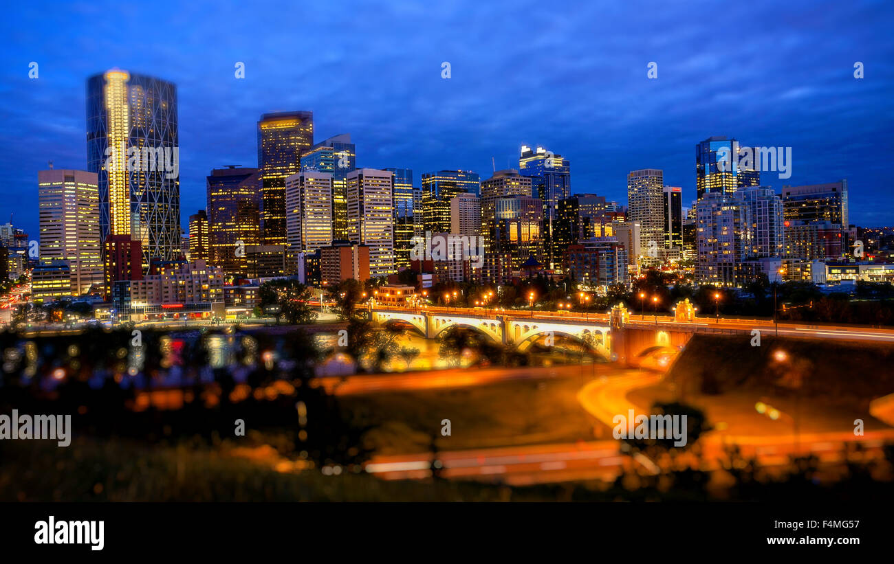 Night shot of downtown Calgary in Canada Stock Photo - Alamy