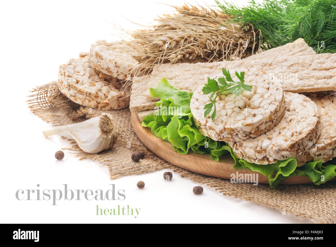 Whole grain cereal crispbreads made from buckwheat, rye, wheat and oats ...
