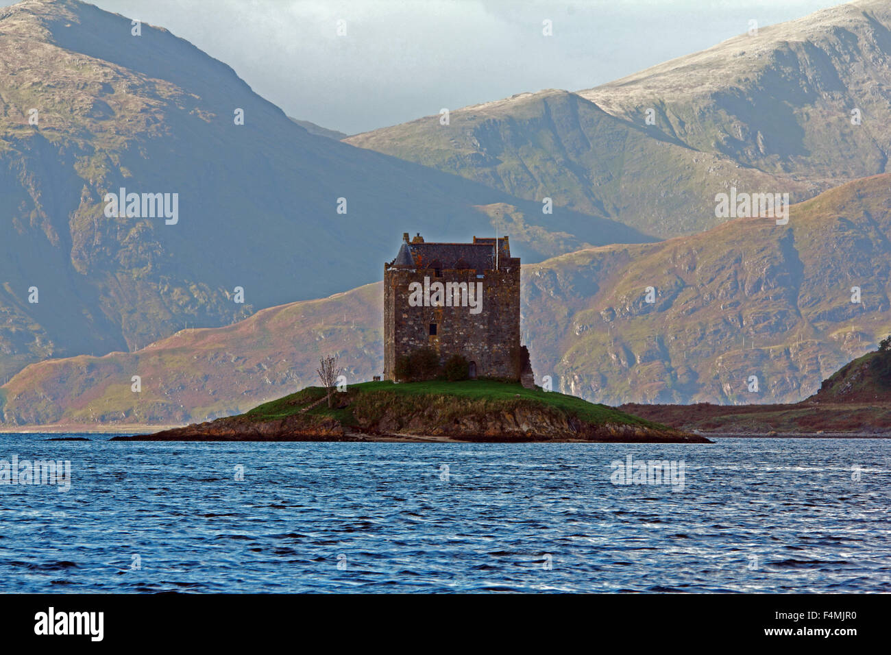Castle Stalker, Loch Laich, Argyll and Bute, Scotland at high tide ...
