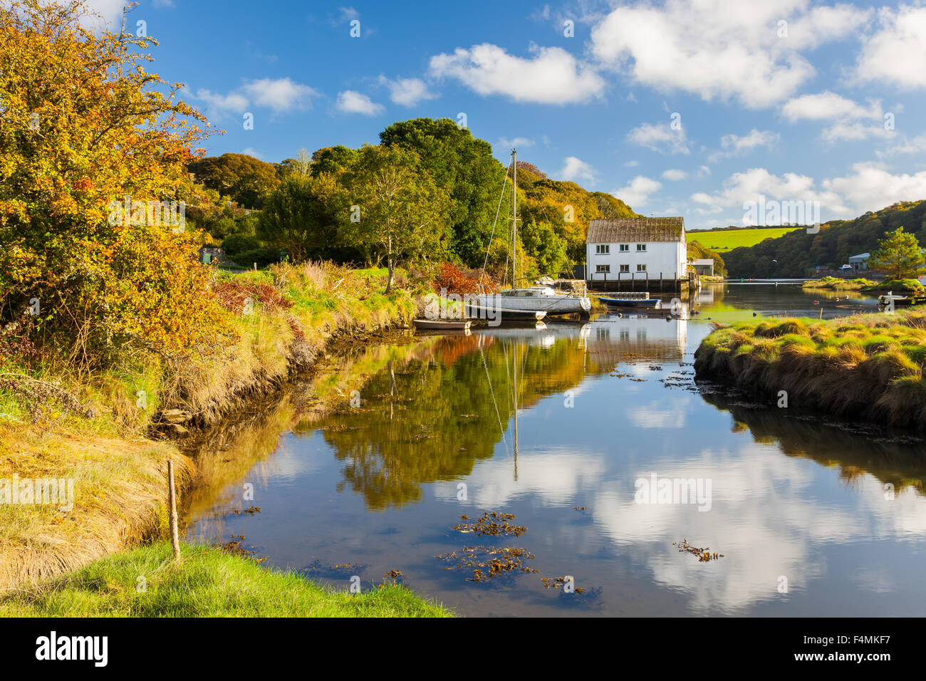 The picturesque village of Gweek located at the head of the Helford ...