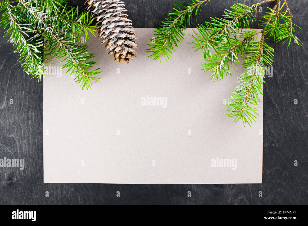 Blank sheet of paper and branches of pine Stock Photo - Alamy