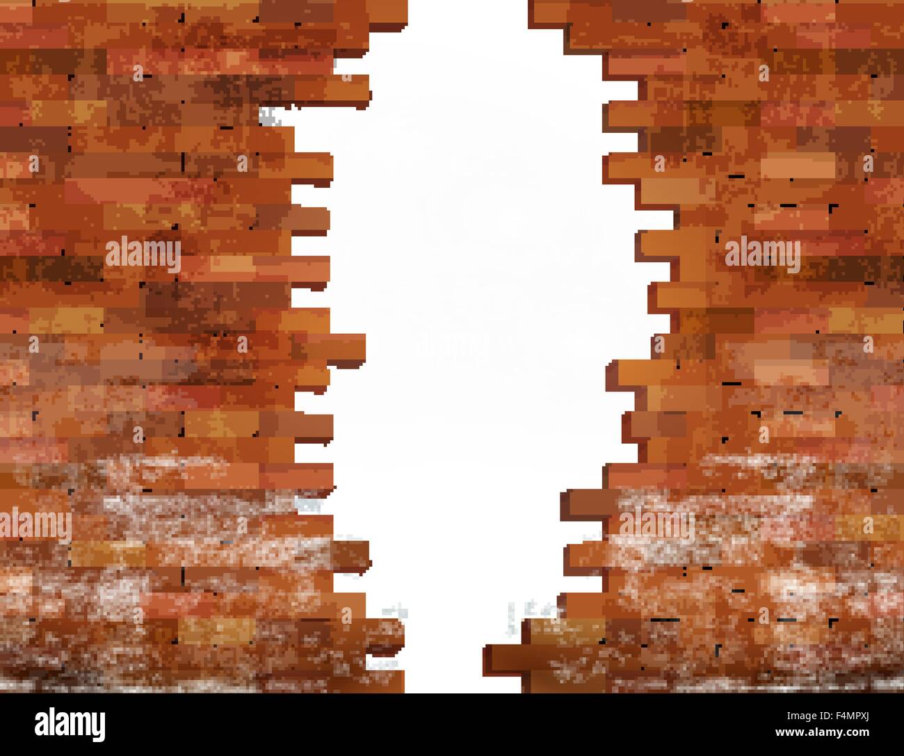 Vintage brick wall background with hole. Vector Stock Vector Image ...