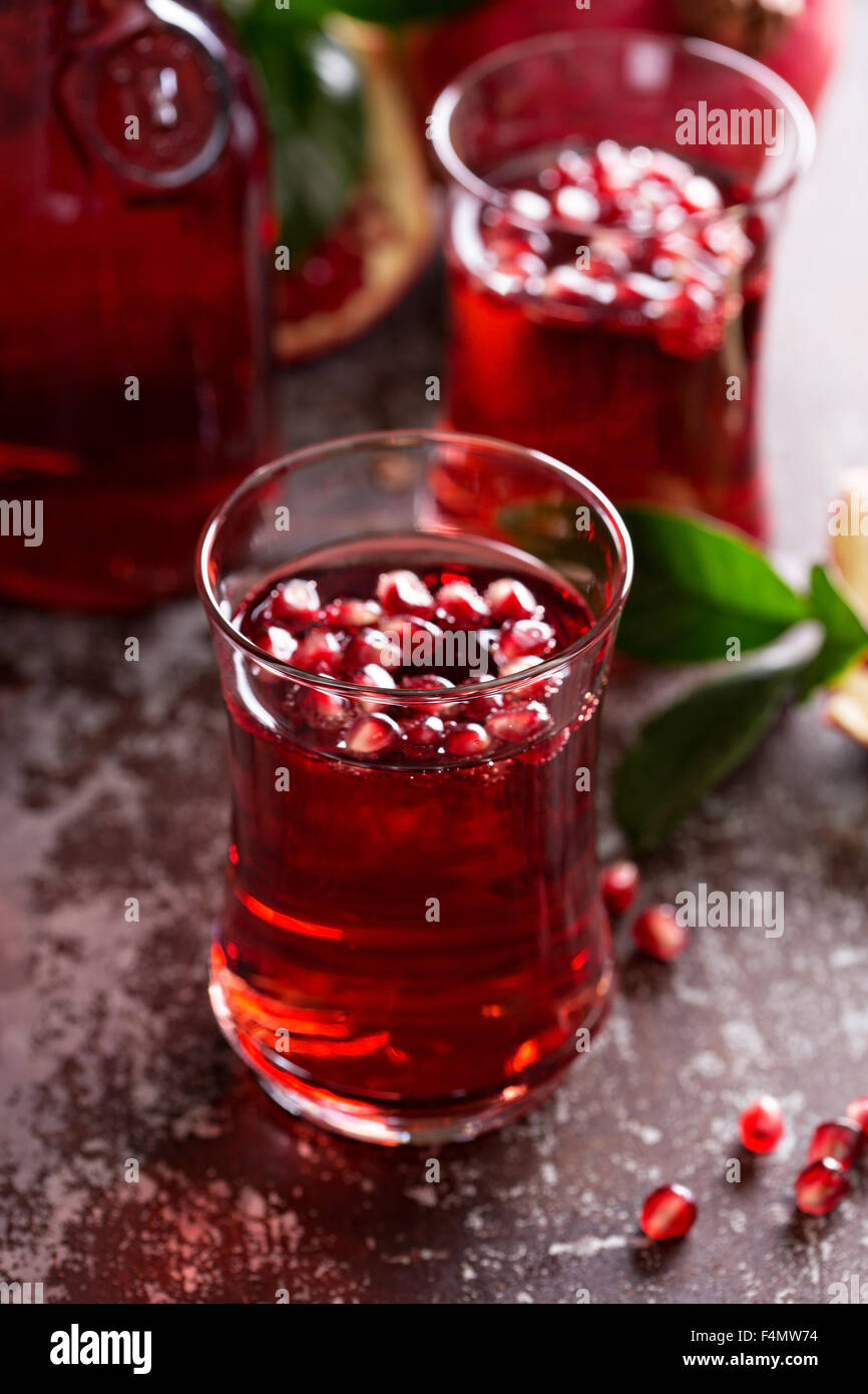 Pomegranate drink with sparkling water fall cold beverage Stock Photo ...