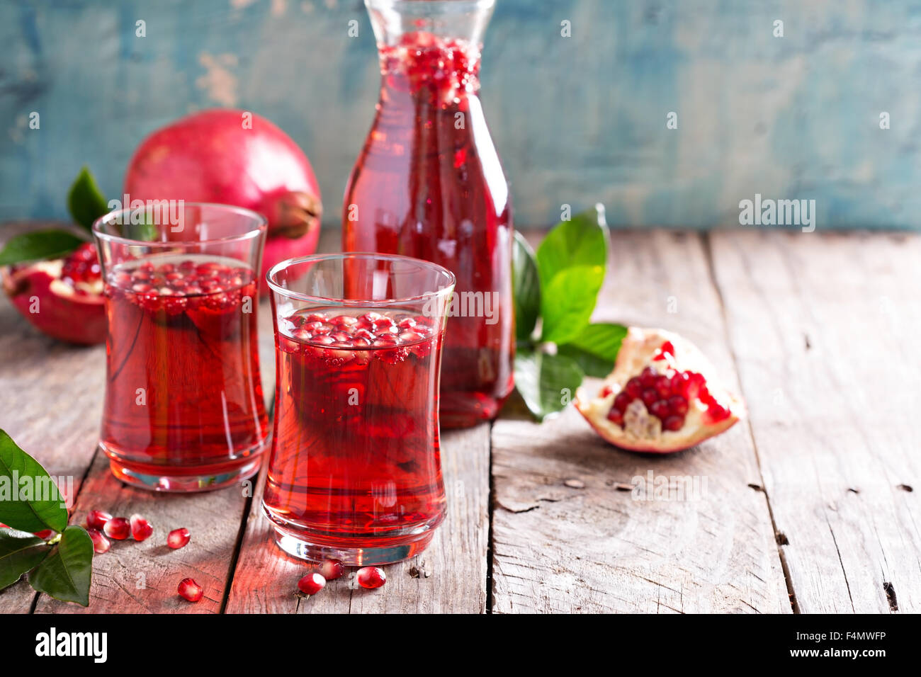 Pomegranate drink with sparkling water fall cold beverage Stock Photo ...