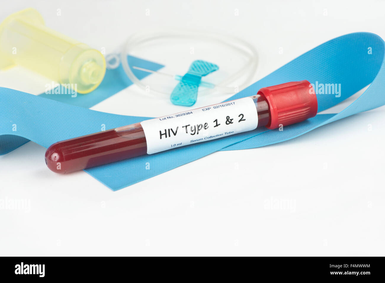 HIV type 1 and 2 blood collection tube with butterfly catheter and band ...