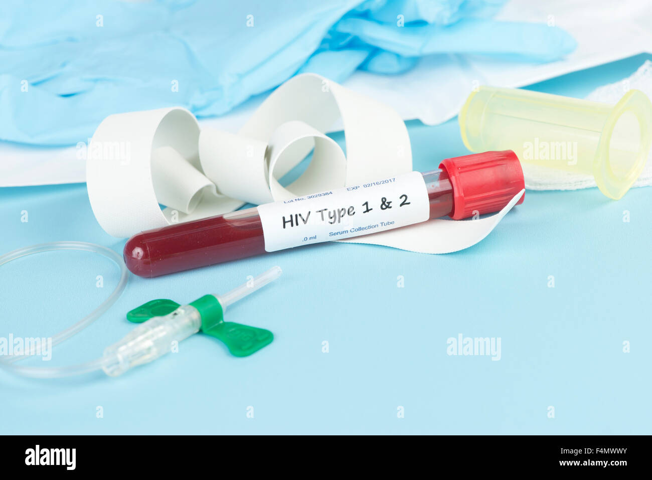 HIV type 1 and 2 blood collection tube with butterfly catheter and band ...