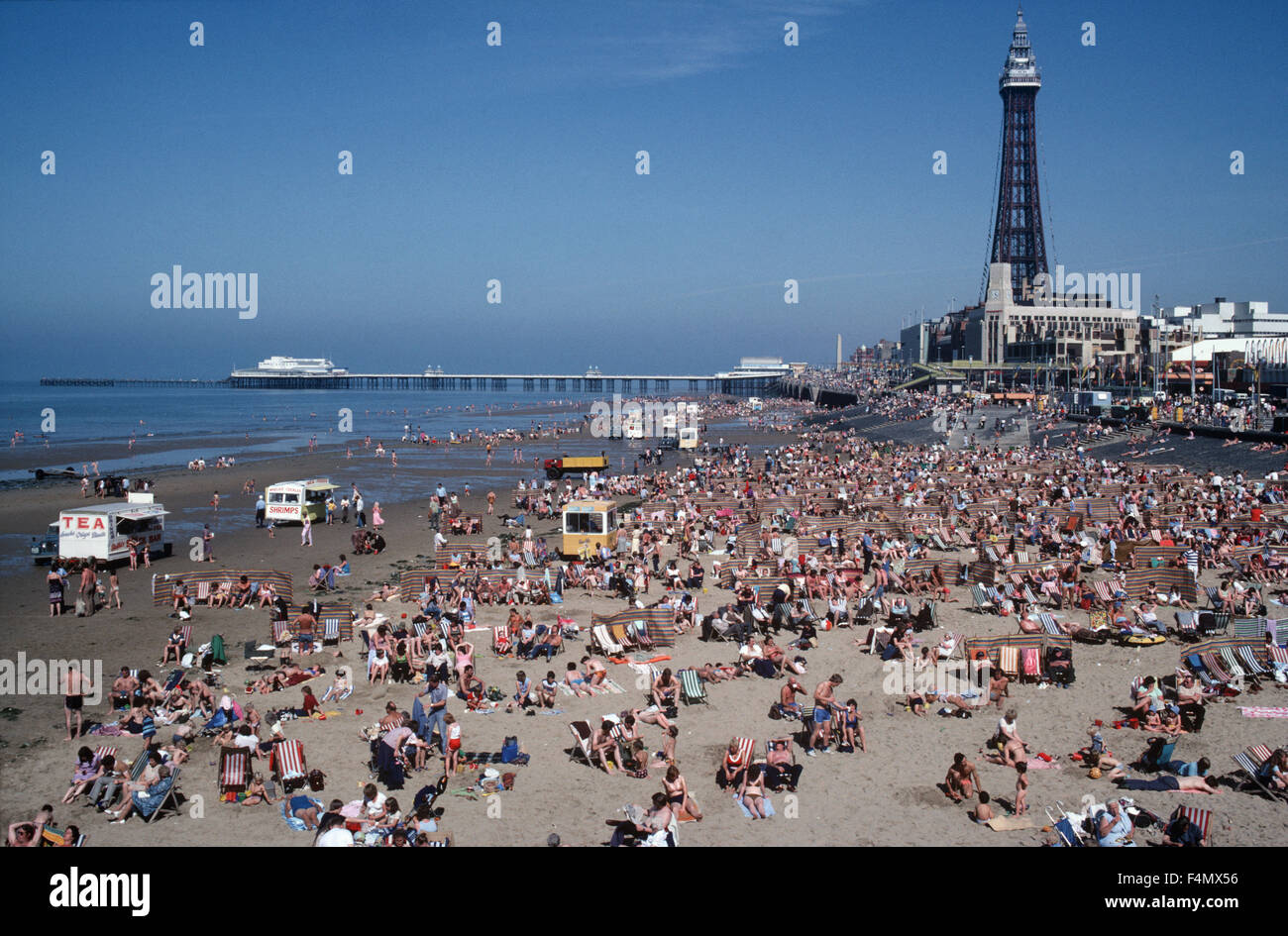 Blackpool August Bank Holiday British seaside town, Lancashire, England ...