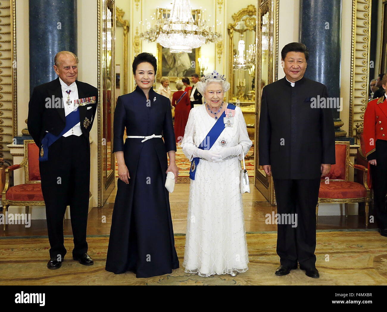 London, UK. 20th Oct, 2015. Chinese President Xi Jinping (1st R ...