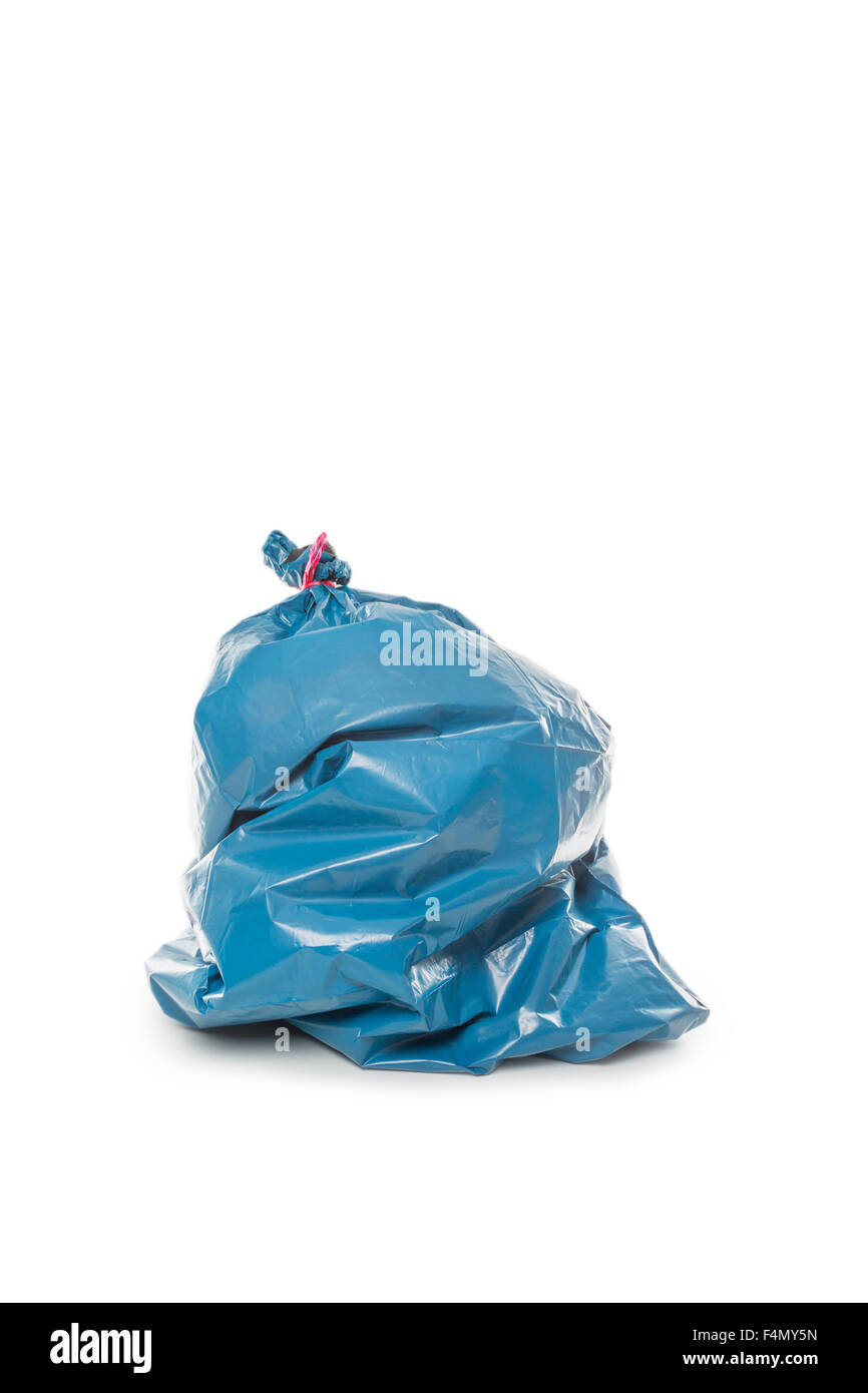 Blue Rubbish Bag isolated on white background Stock Photo - Alamy