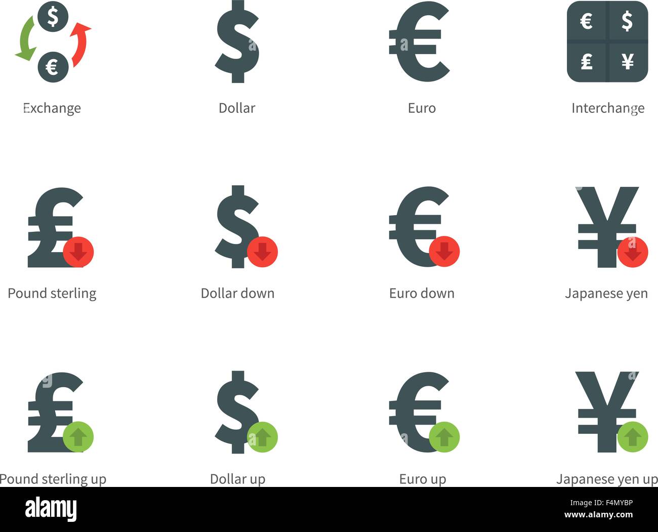Currency Exchange color icons on white background Stock Vector Image ...