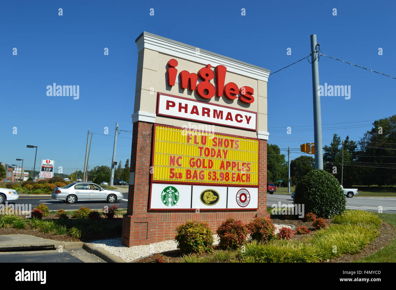 Sign showing flu shots available at Pharmacy Stock Photo - Alamy