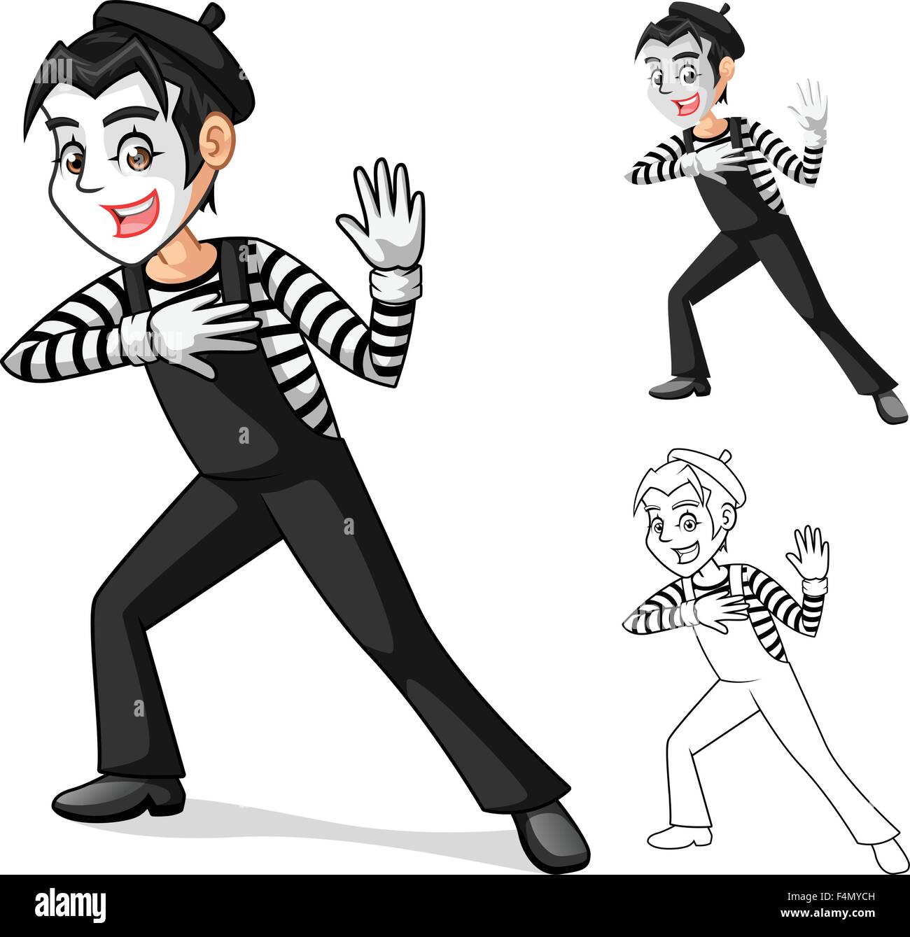 Mime Artist Perform Body Motions Cartoon Character Stock Vector Image ...