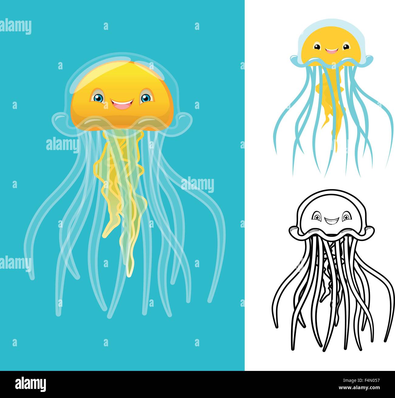 Jellyfish line icon outline Stock Vector Images - Alamy
