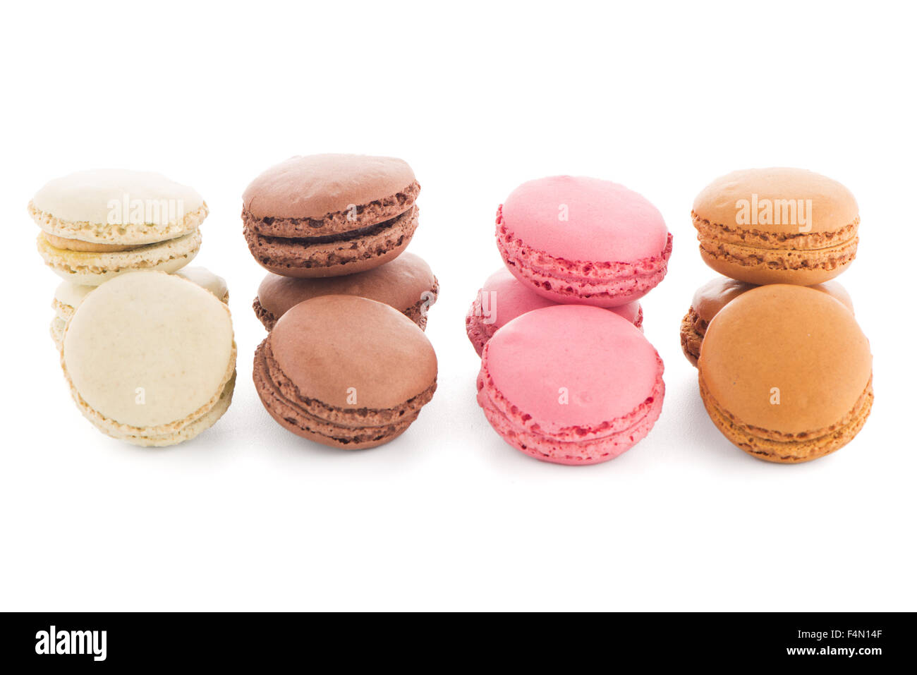 Colorful French Macarons on the white background Stock Photo - Alamy