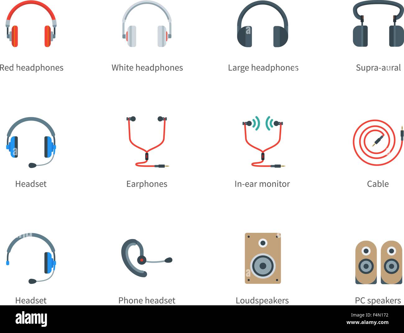 Headphones color icons on white background Stock Vector Image & Art - Alamy