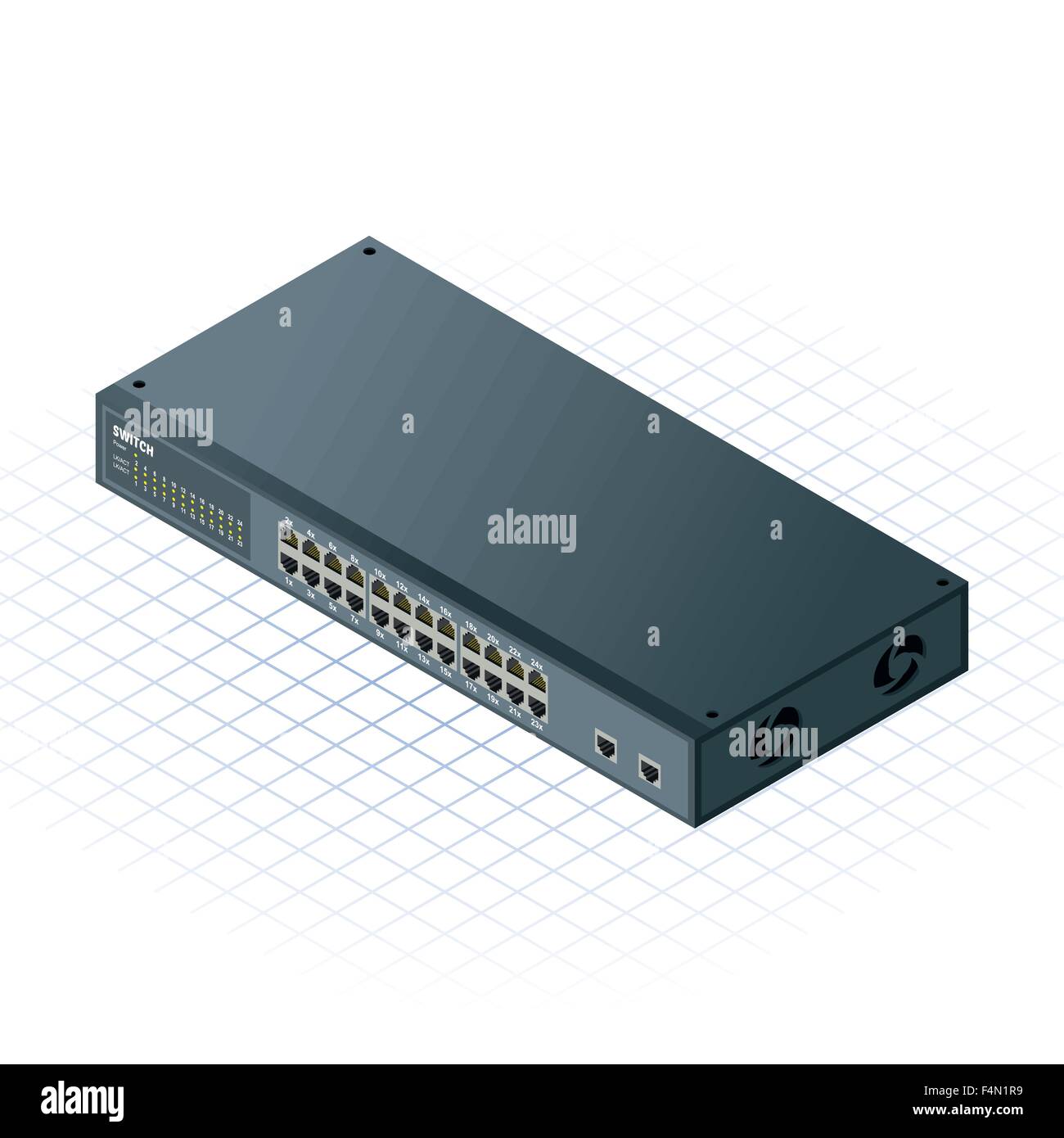 Isometric Switch 24 Ports with 2 Uplink Ports Vector Illustration Stock ...