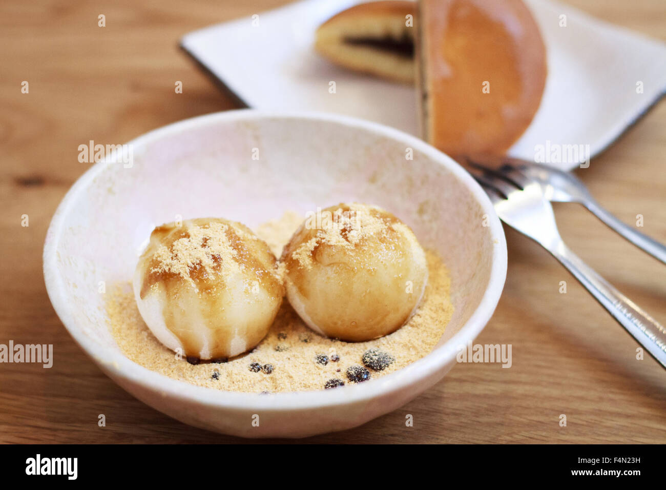 Mochi Ice Cream with Kinako (soybean powder) and Kurmitsu (molasses ...
