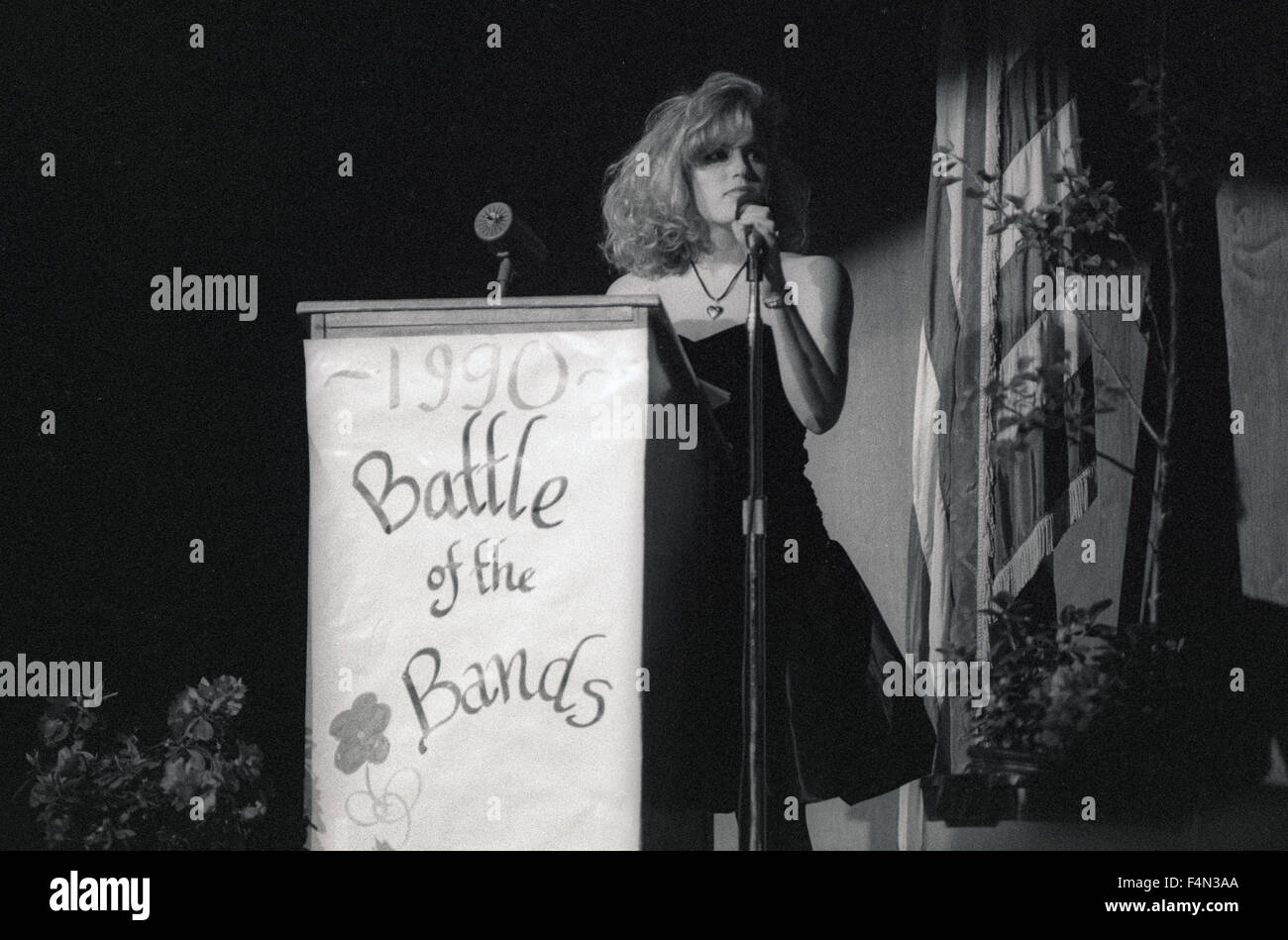 Teenage being the MC for battle of the bands at Monache High School ...