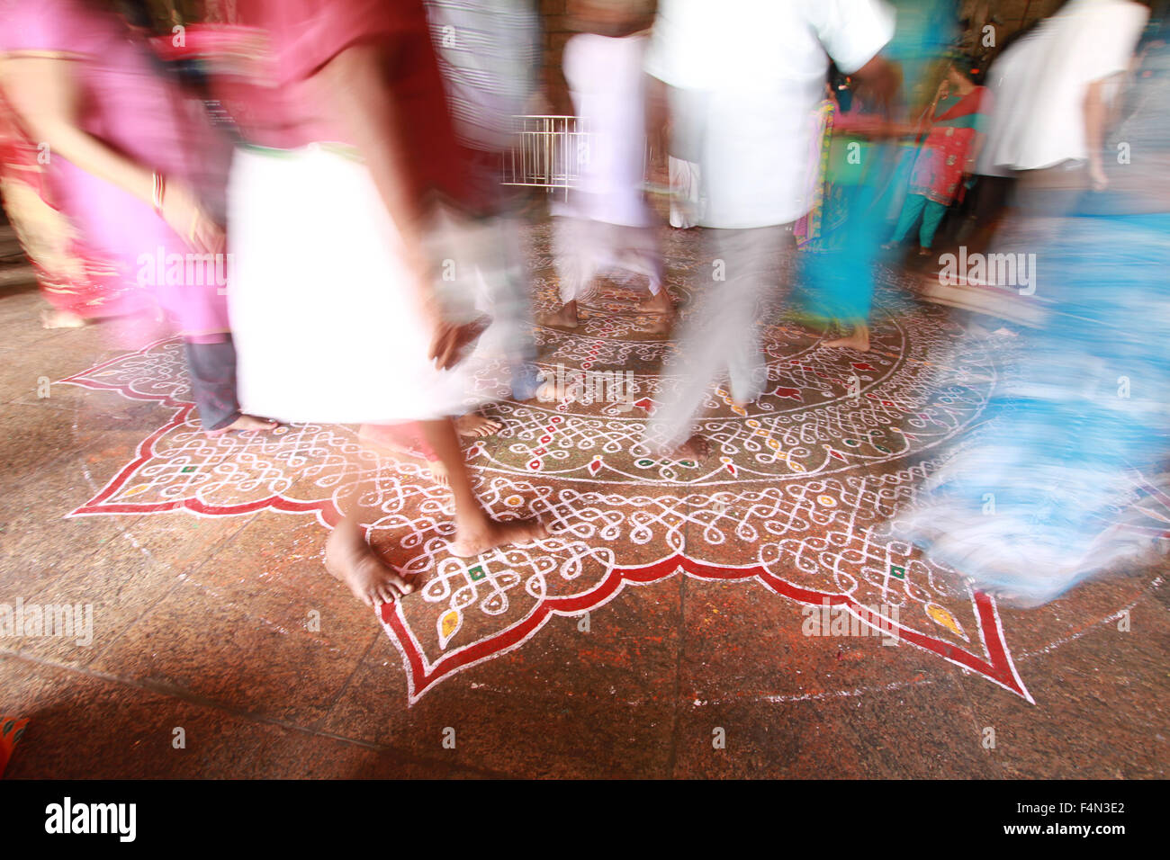 People walking over the floor art Stock Photo - Alamy