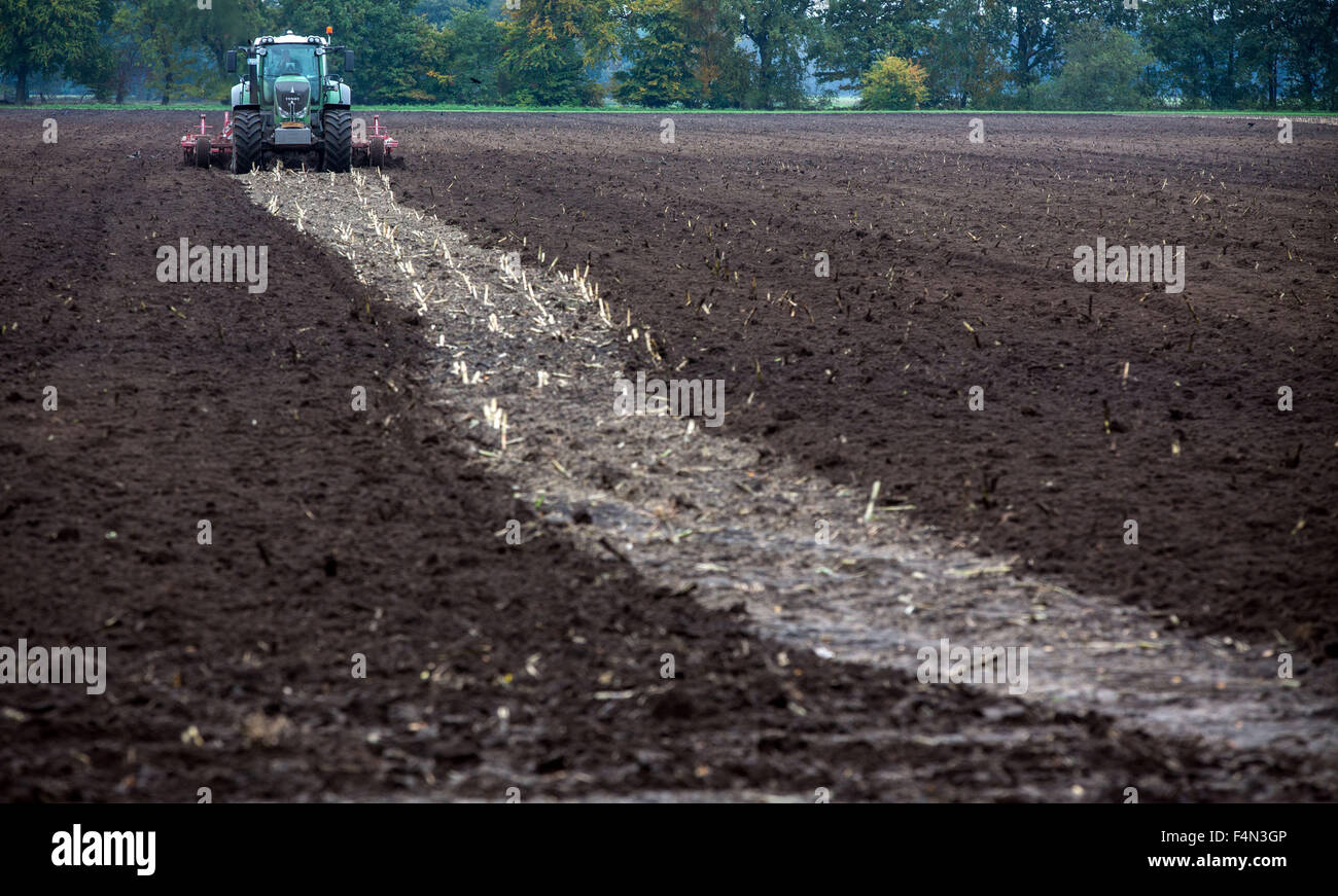 A field is ploughed in the Lewitz nature conservation area near Garwitz ...