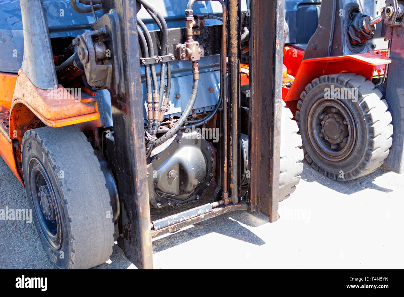 Parts of forklift loader for warehouse works outdoors. Forklift loaders ...