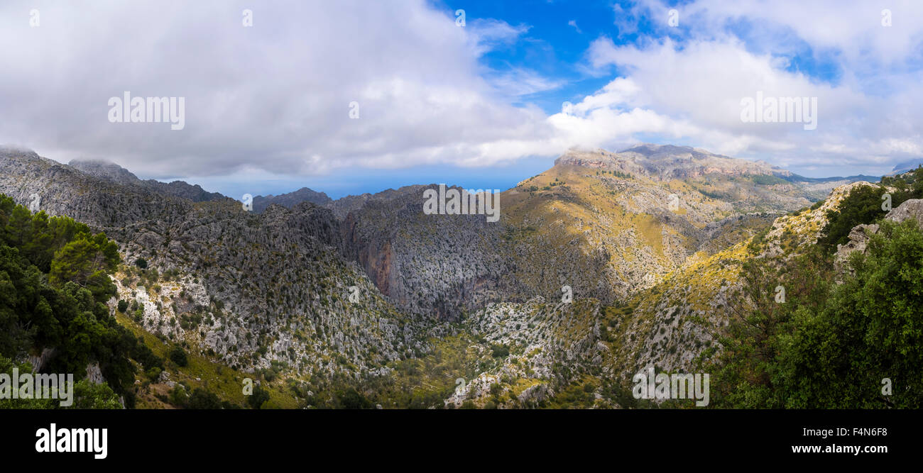Spain, Mallorca, View of Serra de Tramuntana, Panorama Stock Photo - Alamy