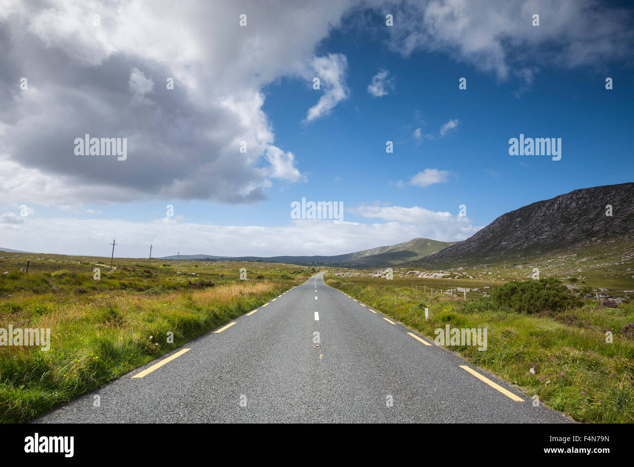 Ireland, County Galway, country road through heathland Stock Photo - Alamy