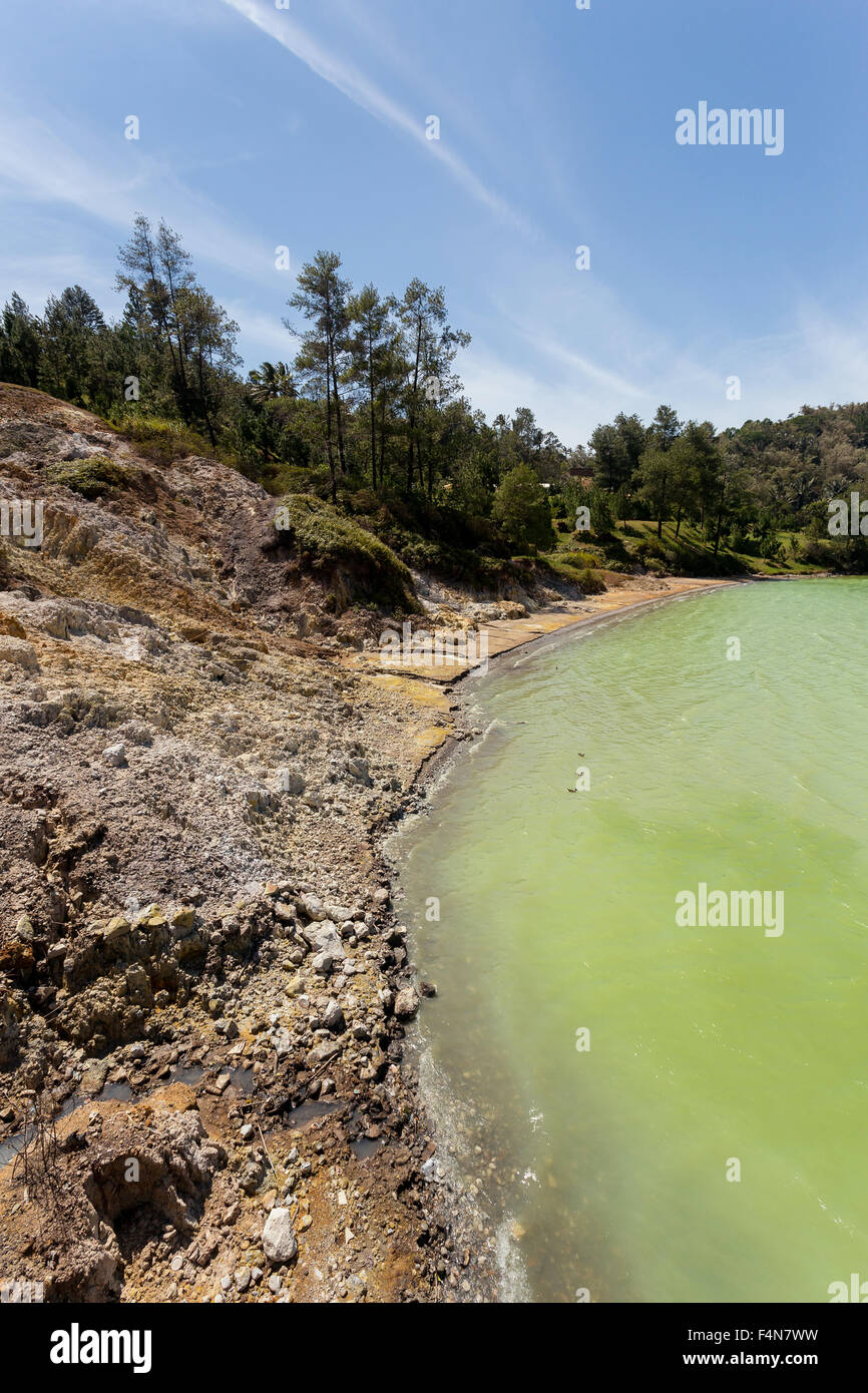 Famous tourist attraction sulphurous lake - Danau Linow, North Sulawesi ...