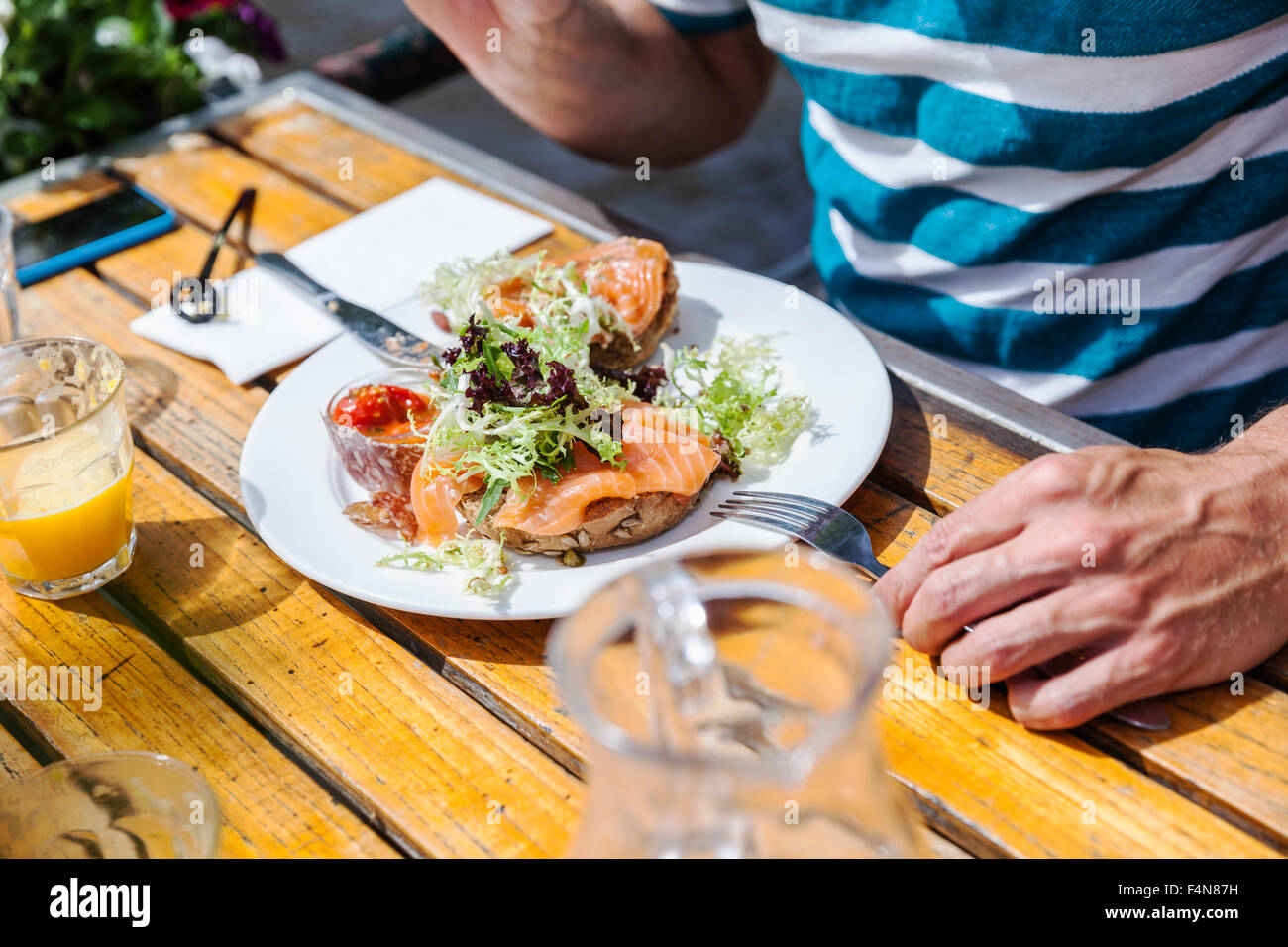 Plate with starter at outdoor restaurant Stock Photo - Alamy