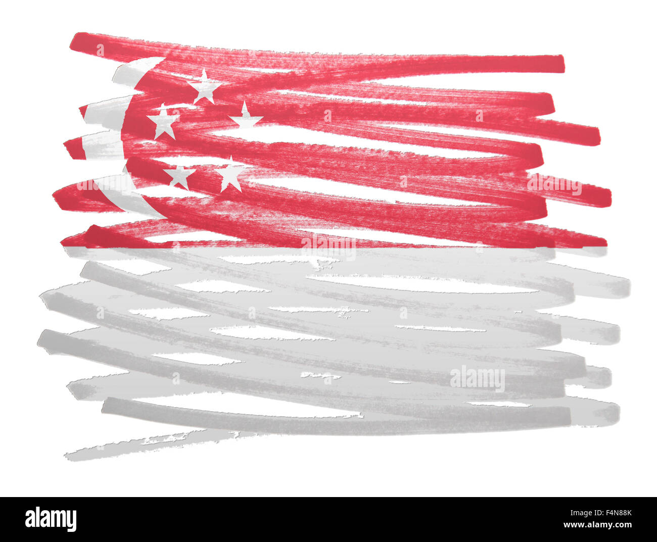 Flag illustration made with pen - Singapore Stock Photo - Alamy