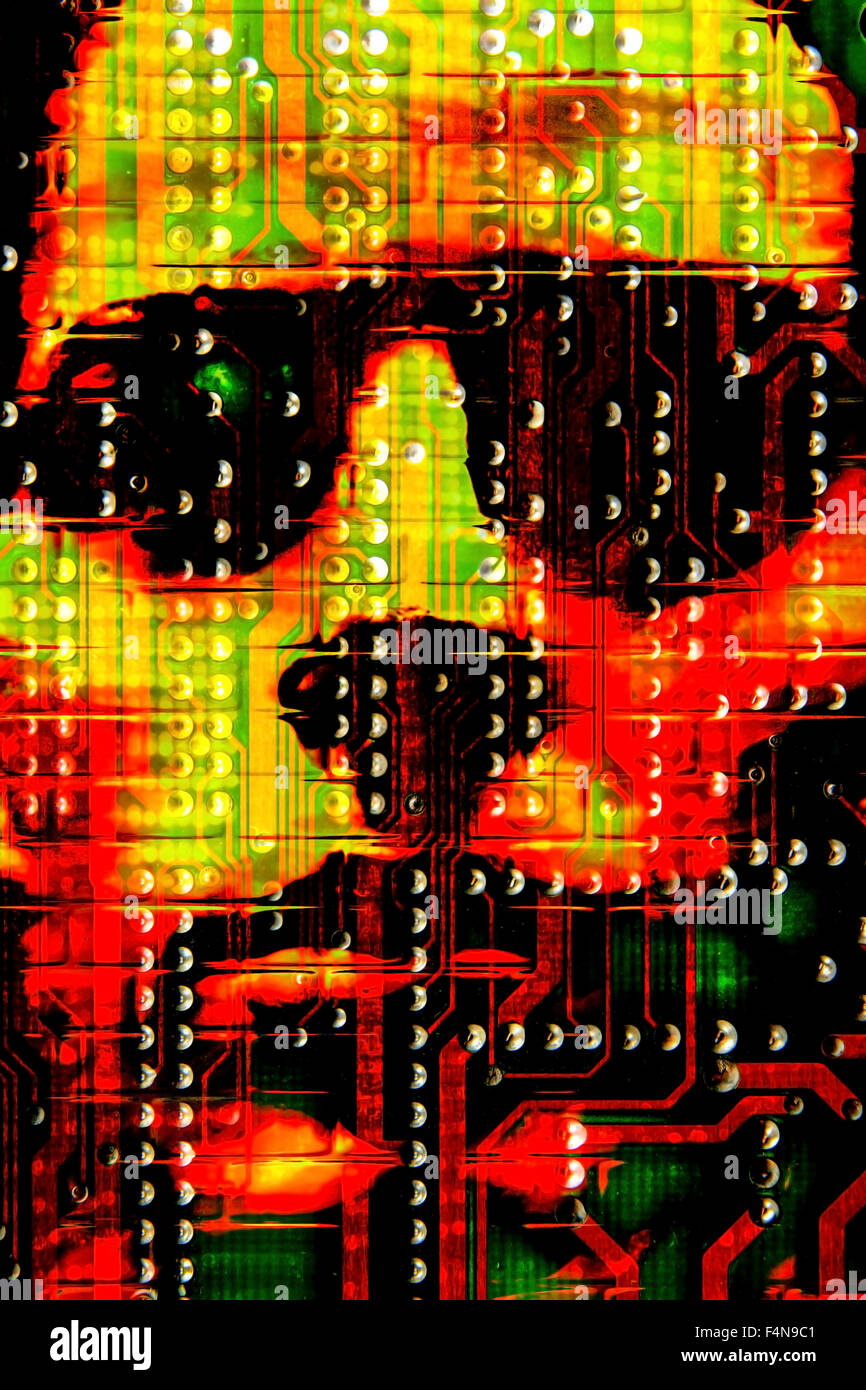 Ominous face on circuit board, illustration Stock Photo - Alamy