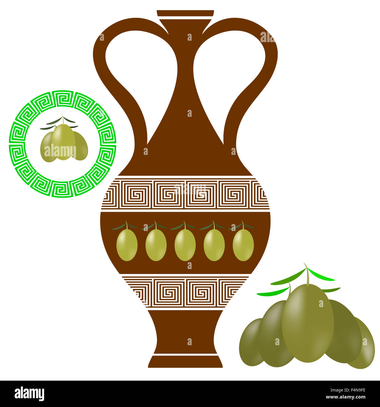 Greek Amphora . Olives Icon on White Background Stock Photo - Alamy