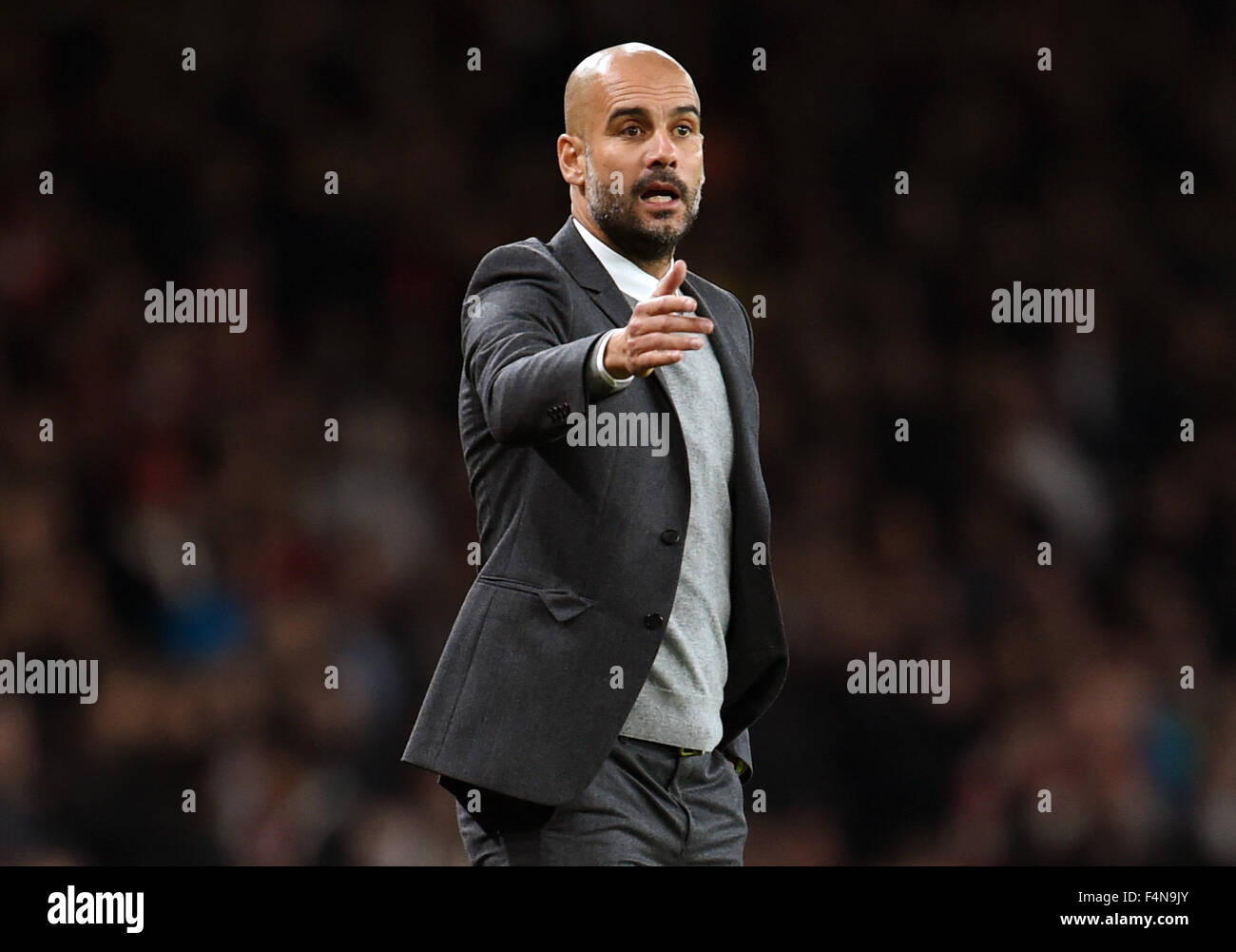 London, Britain. 20th Oct, 2015. Munich's head coach Josep Guardiola ...