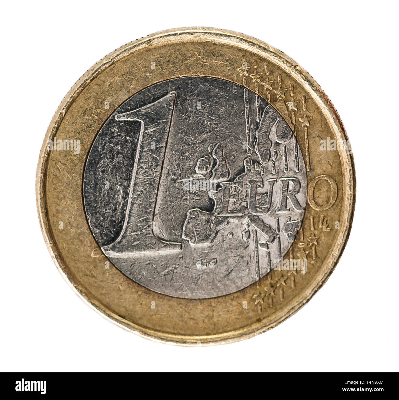 one Euro Coin frontside on white background europe Stock Photo - Alamy